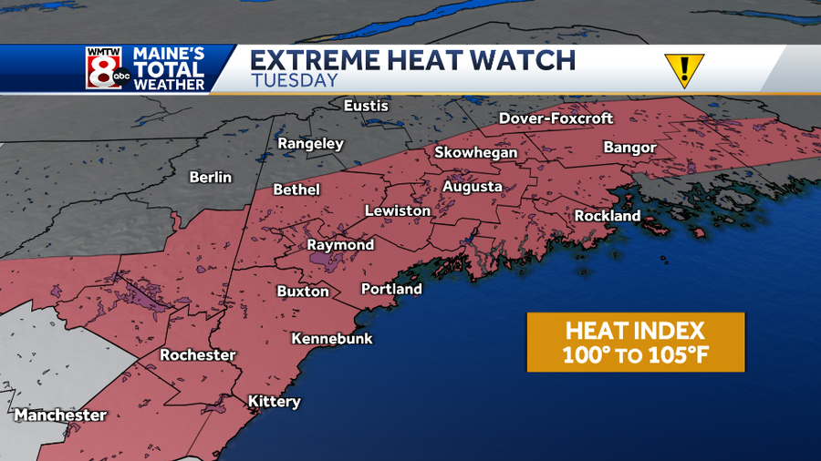 Extreme Heat Watch in effect for Tuesday