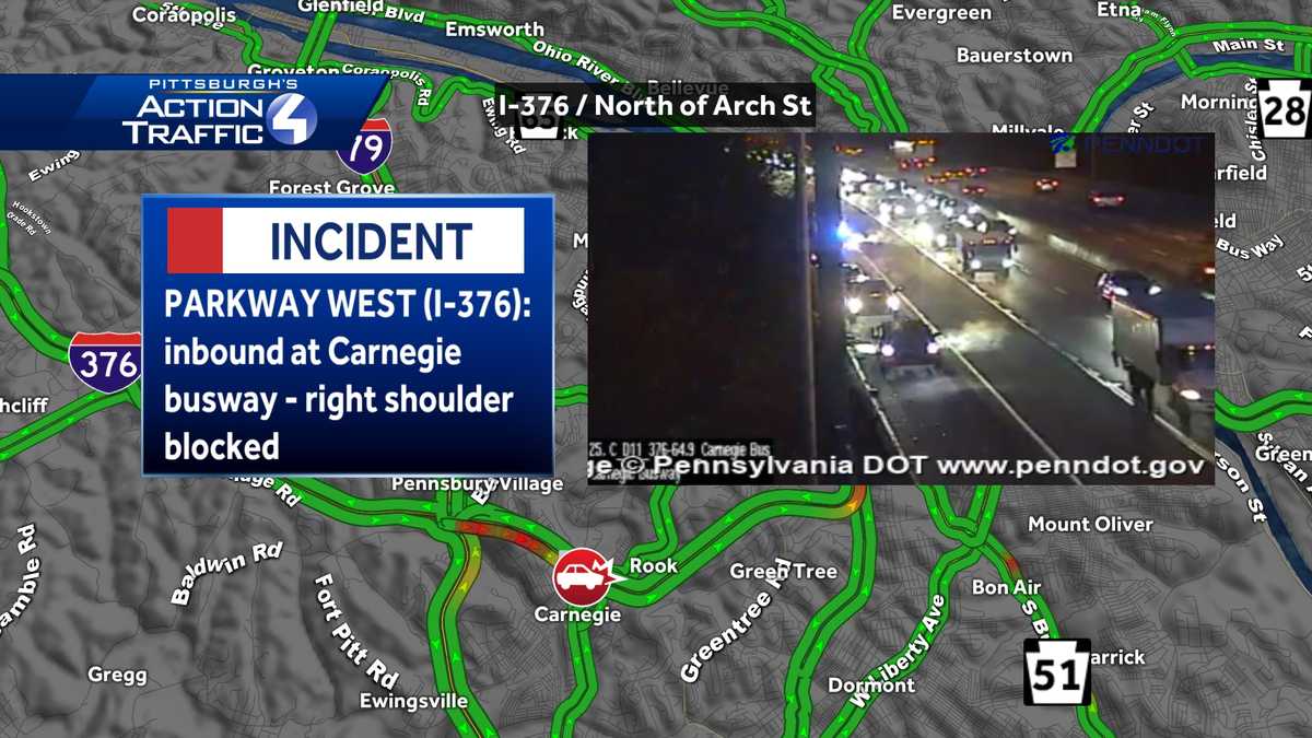 Crash slows down traffic on the inbound Parkway West