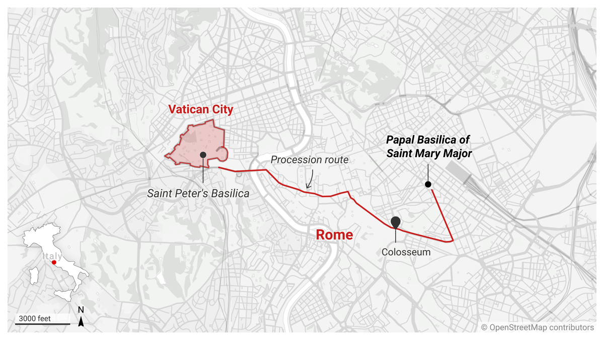 See where the funeral and procession for Pope Francis will take place