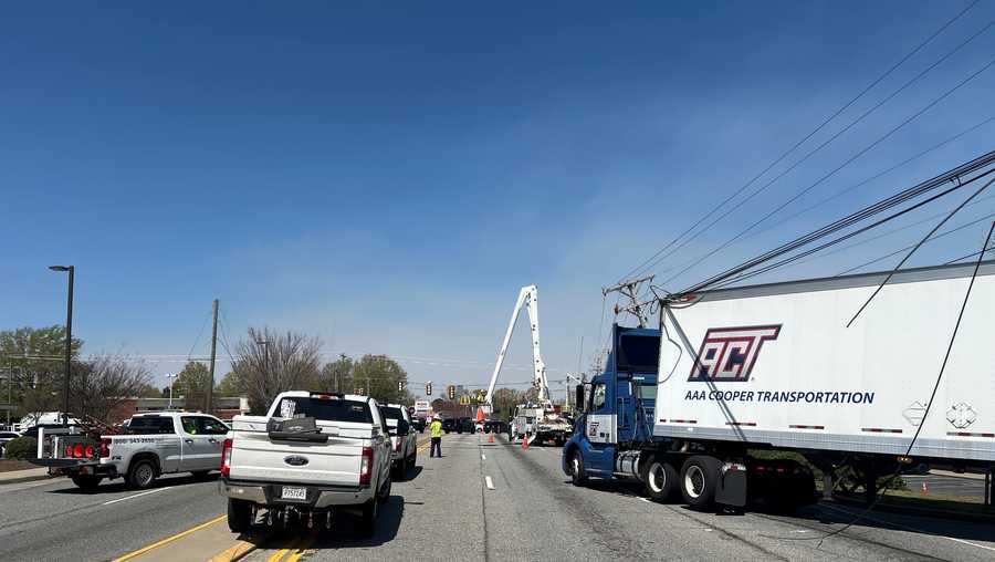 Part of busy road in Simpsonville closed due to knocked down power lines