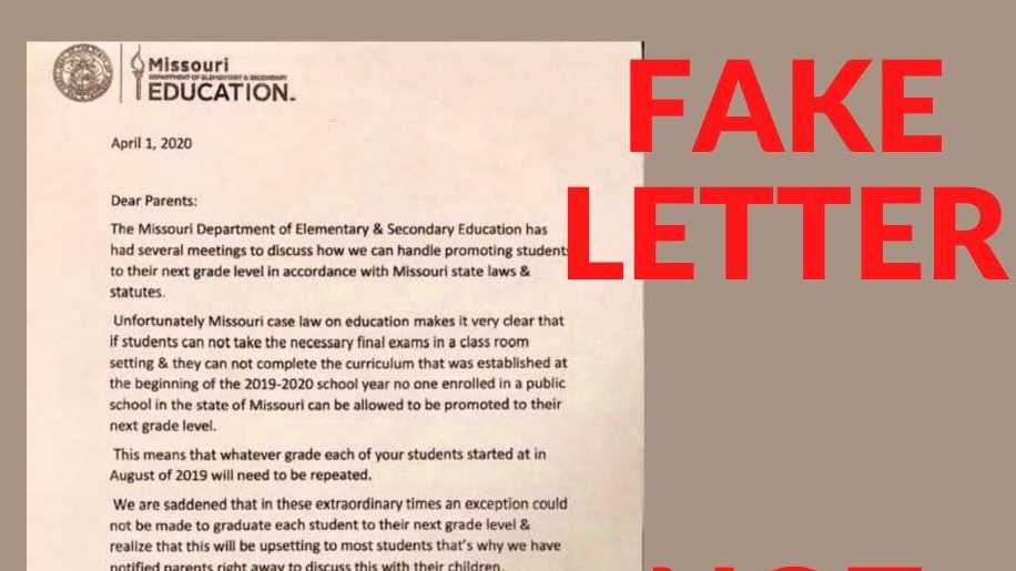 DESE: Fake letter circulating saying students won't move to next grade ...