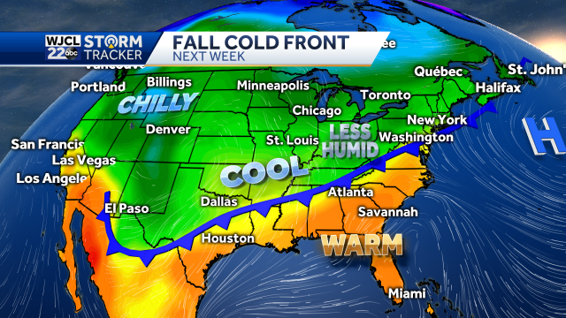Cold front set to deliver cooler temperatures, rain chances this weekend