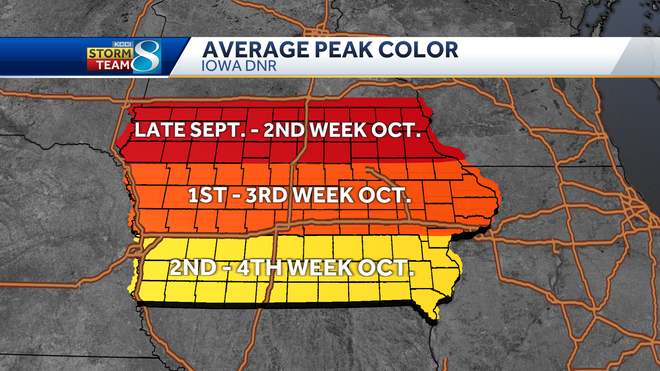 When fall colors are expected to peak in Iowa