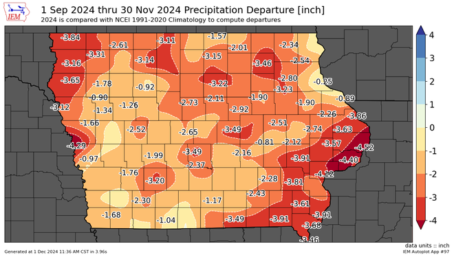 Fall 2024 was one of central Iowa's warmest on record