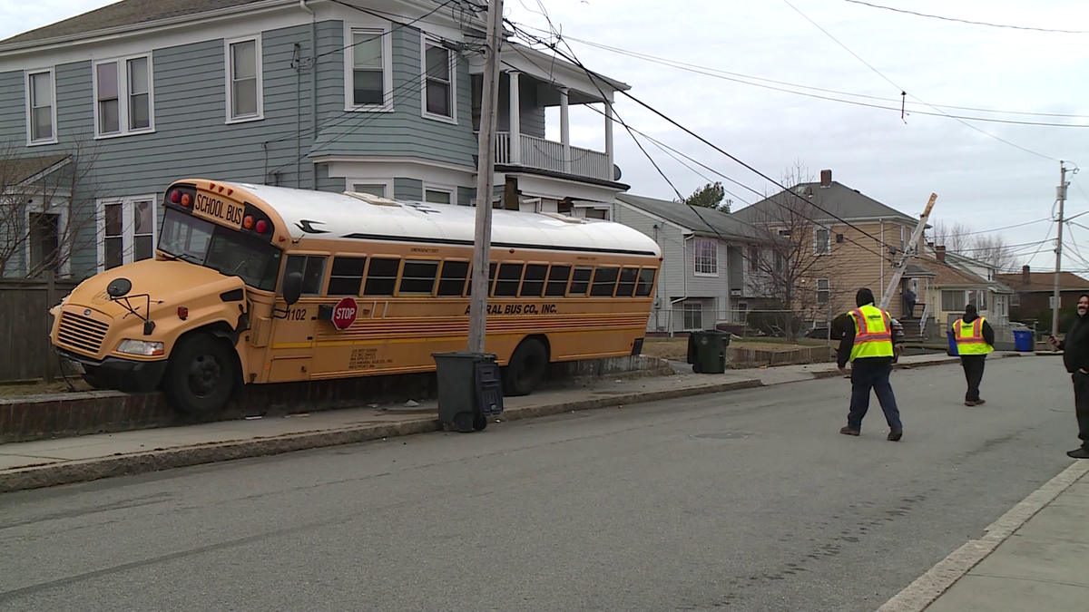 Student injured when bus veers off road, hits pole