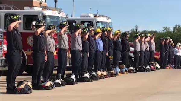 Firefighters honor fallen comrade along 26-mile funeral procession