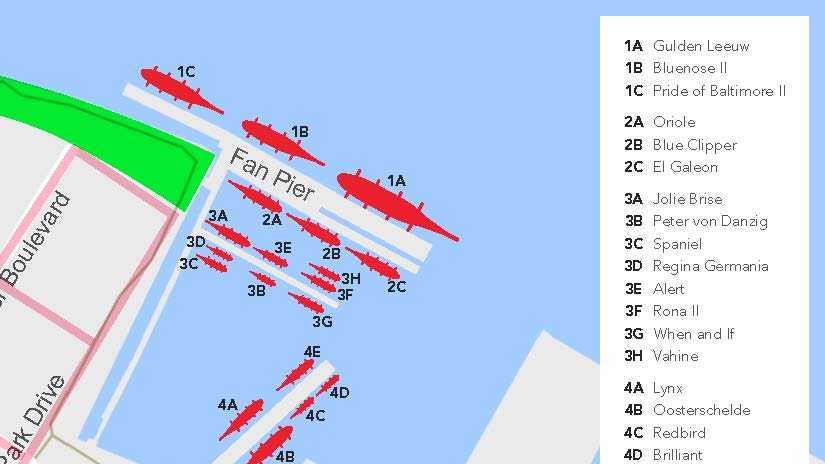 Which ships do you want to see? Sail Boston berthing maps