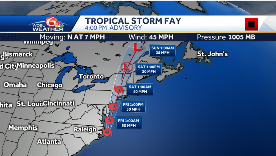 Tropical Storm Fay forms just off the coast of North Carolina