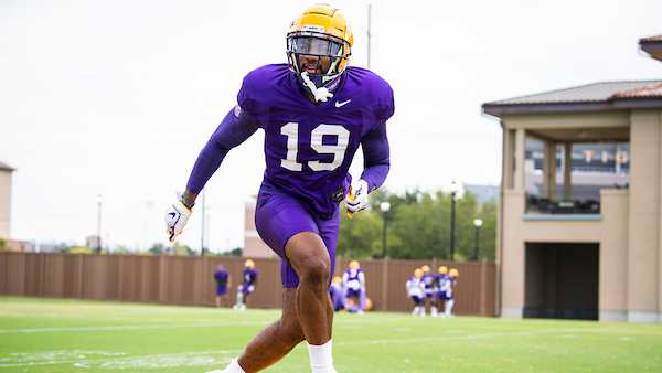 The LSU Tigers continue fall camp with another practice with shoulder pads.