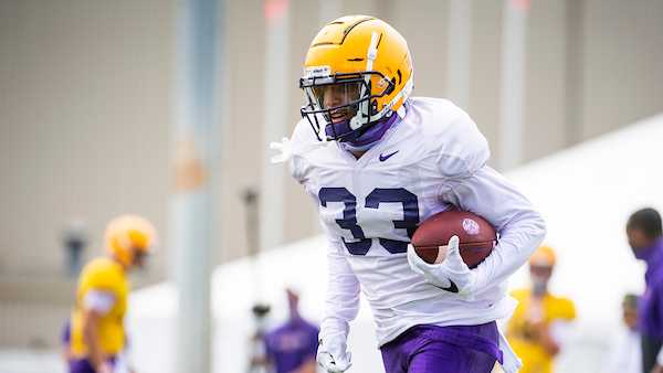 The LSU Tigers continue fall camp with another practice with shoulder pads.