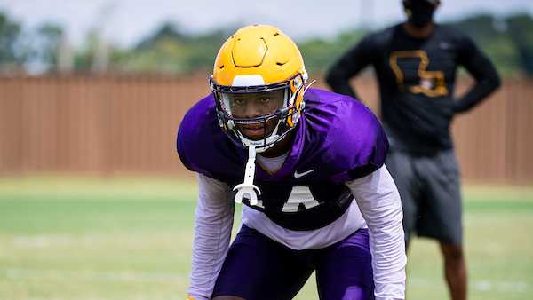 The LSU Tigers continue fall camp with another practice with shoulder pads.