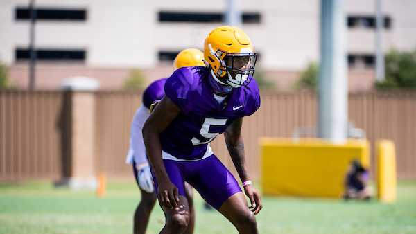 The LSU Tigers continue fall camp with another practice with shoulder pads.