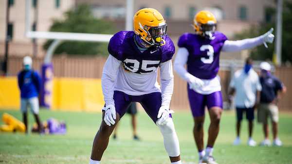 The LSU Tigers continue fall camp with another practice with shoulder pads.
