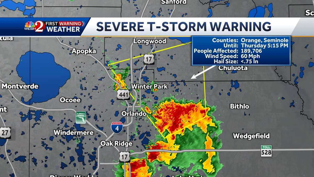 Central Florida Weather Severe Thunderstorm Warning Expires In Orange