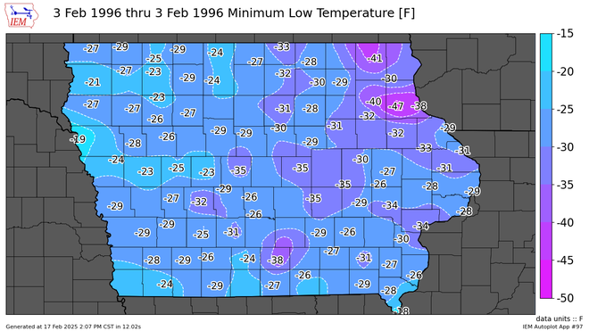 Who remembers the historic 1996 historic cold snap in Iowa?