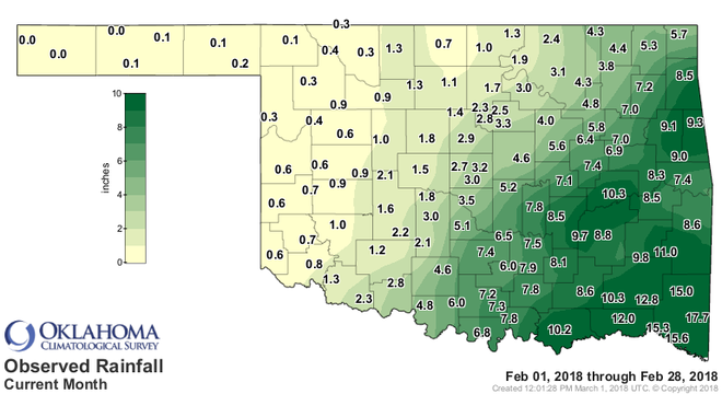 February brings all-time record rainfall to parts of Oklahoma