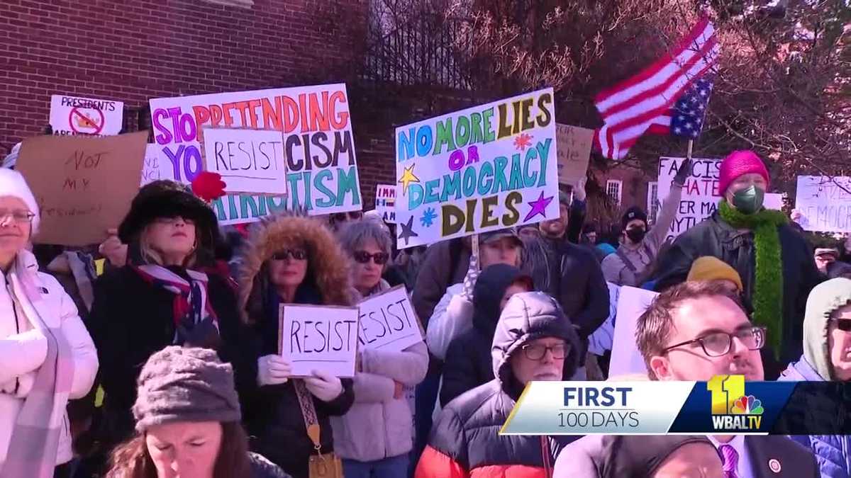 Protesters in Baltimore, Annapolis decry actions of Trump, Musk