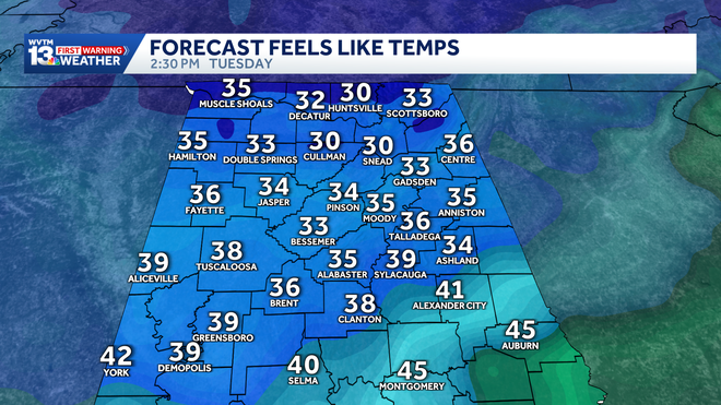 Alabama weather forecast: rain, clouds, freeze Wednesday