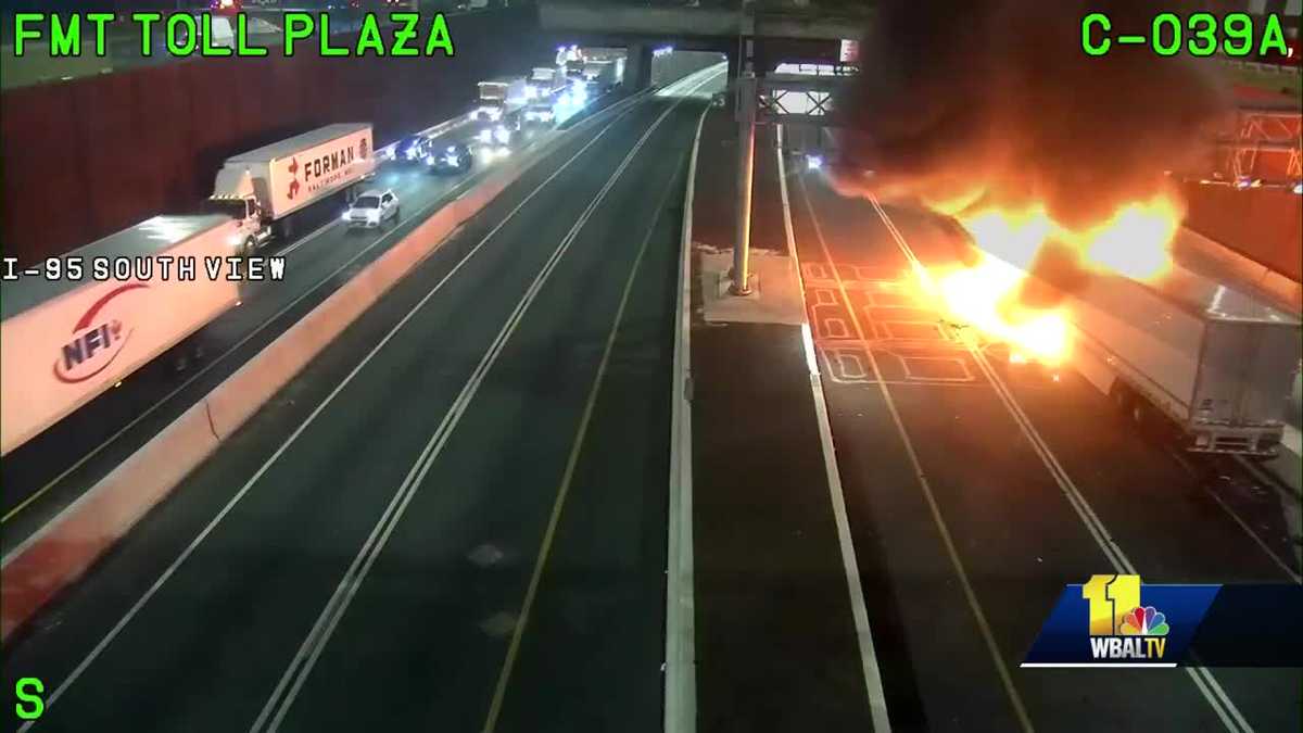 Fiery tractor-trailer crash shuts down Fort McHenry Tunnel