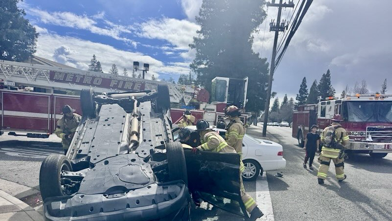 Rollover crash with injuries on Hurley Way