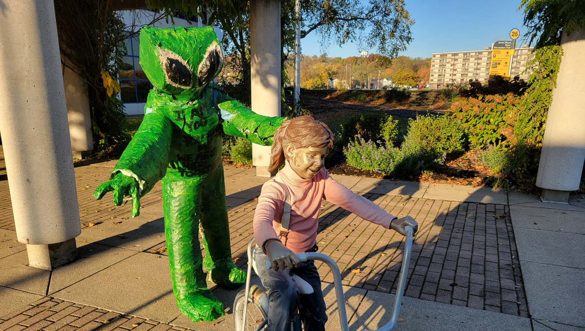 Statue outside Fitton Center once again mysteriously transformed for ...