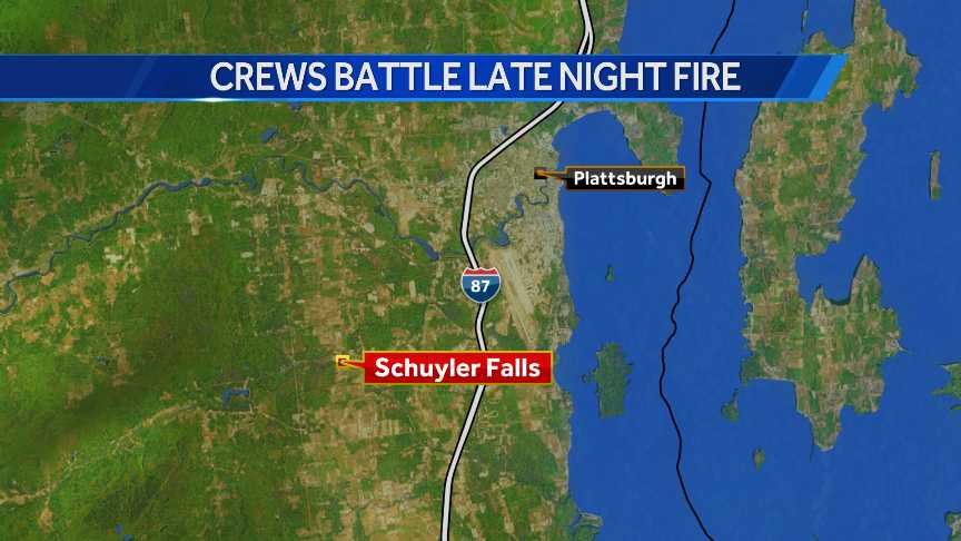 Crews battle fire in Schuyler Falls