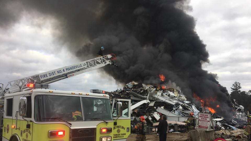 Debris pile in Mandeville causes challenges for firefighters battling ...