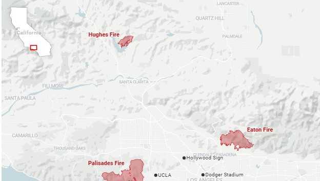 California wildfire maps | Where the LA County wildfires are burning