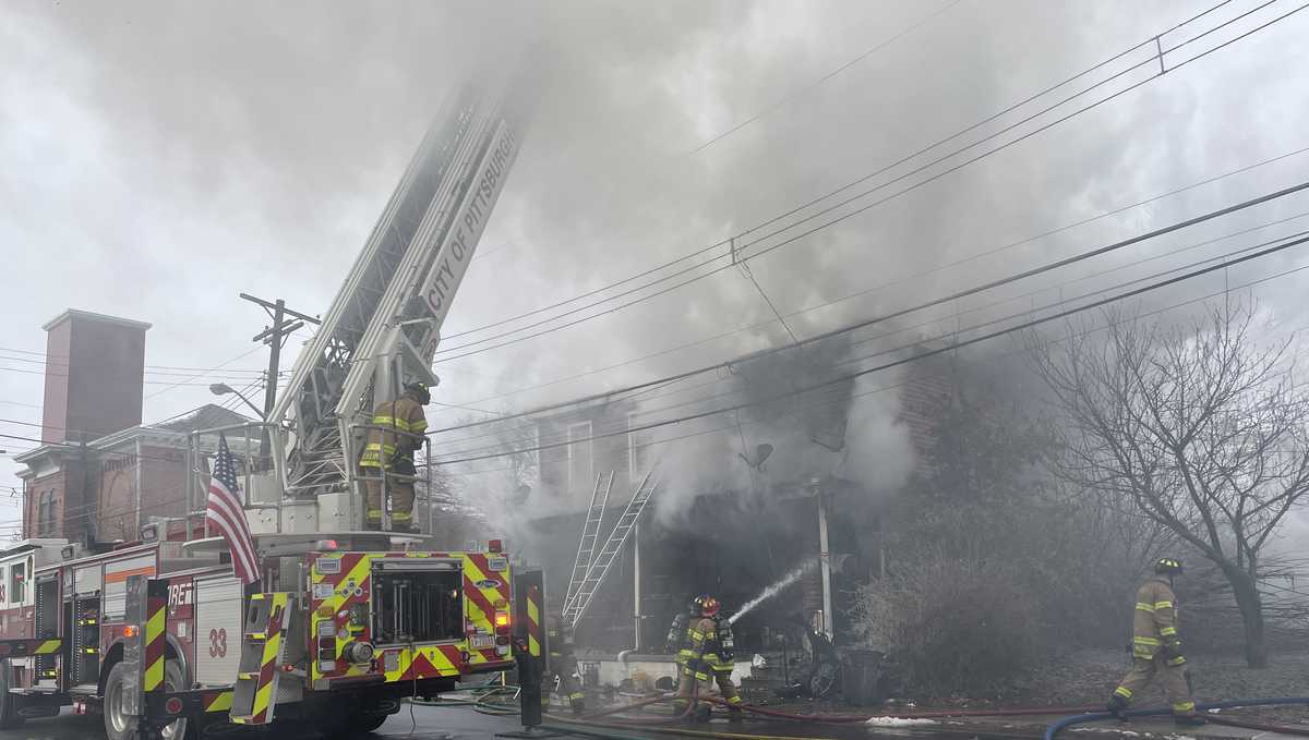 Pittsburgh firefighters battle flames at Marshall-Shadeland duplex