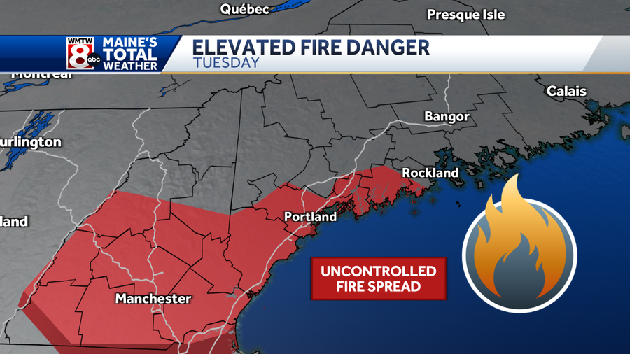 Elevated Fire Weather Danger Predicted on Tuesday