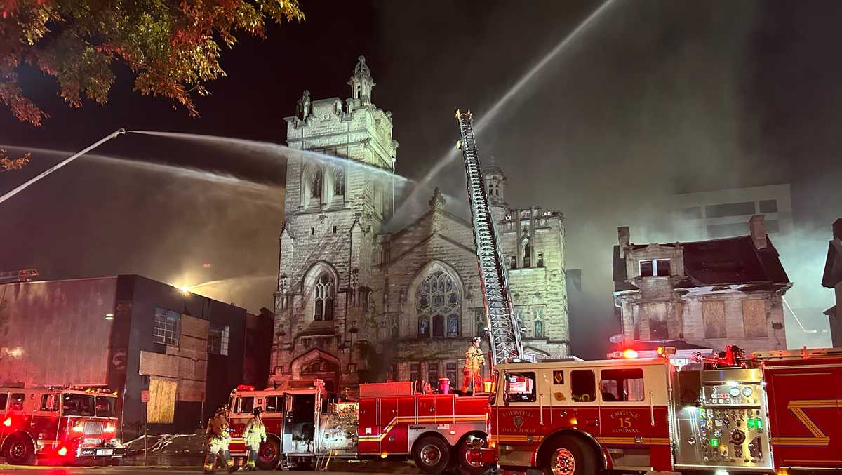 St. Paul's German Evangelical Church in Louisville catches fire