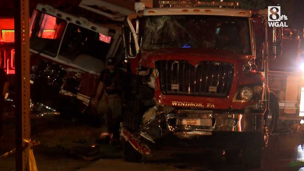 Firetrucks responding to six-alarm York blaze crash