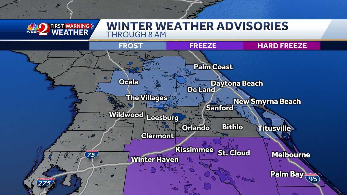 Freeze warning, frost advisories kick off cold Monday morning