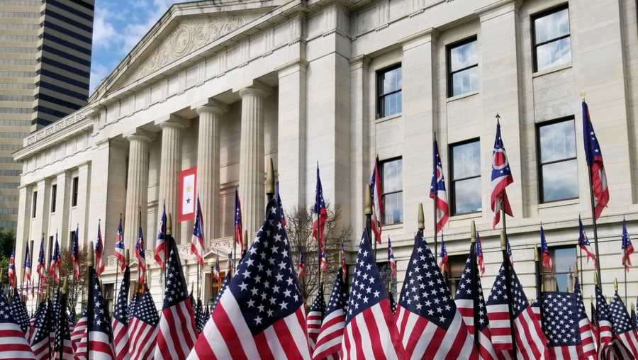 Nearly 700 American flags displayed at Ohio Statehouse to represent US ...