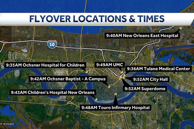 New Orleans area residents, health care workers enjoy military flyover ...