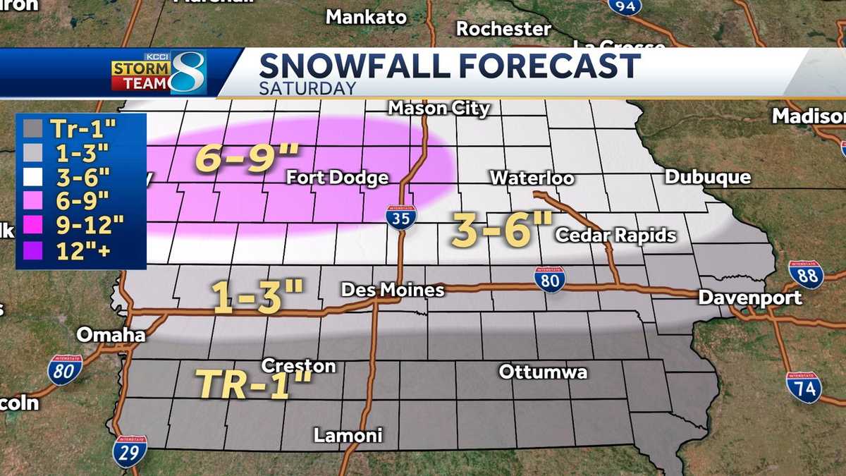 Here's how much snow to expect on Saturday