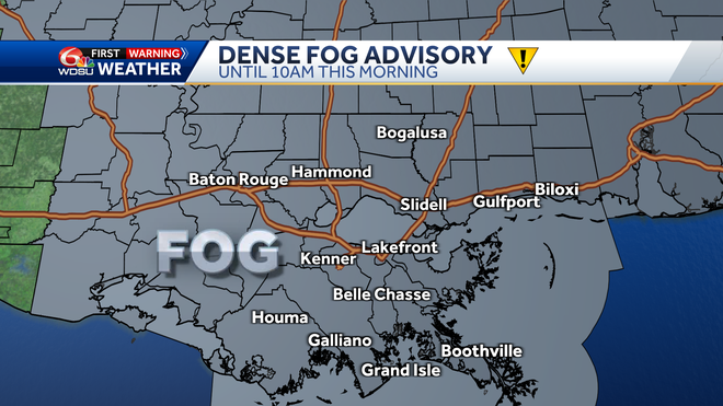 Dense fog continues this weekend. Storm chances next week