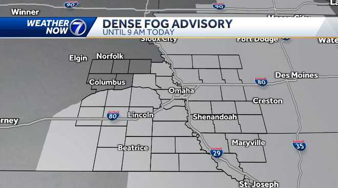 Dense fog blanketed parts of Nebraska, Iowa early Thursday