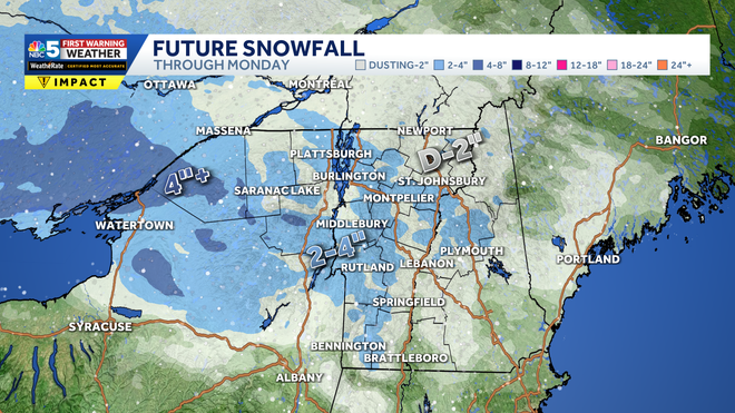 Another clipper brings snow Monday in Vermont, New York