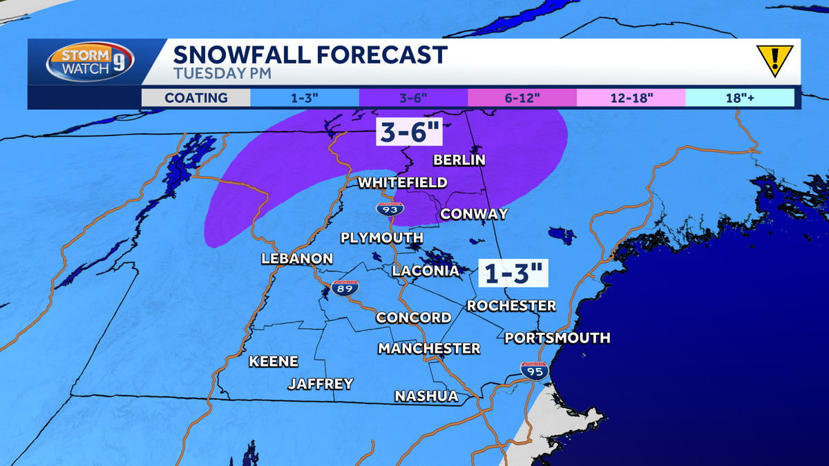 New Hampshire weather: Tracking snow Tuesday