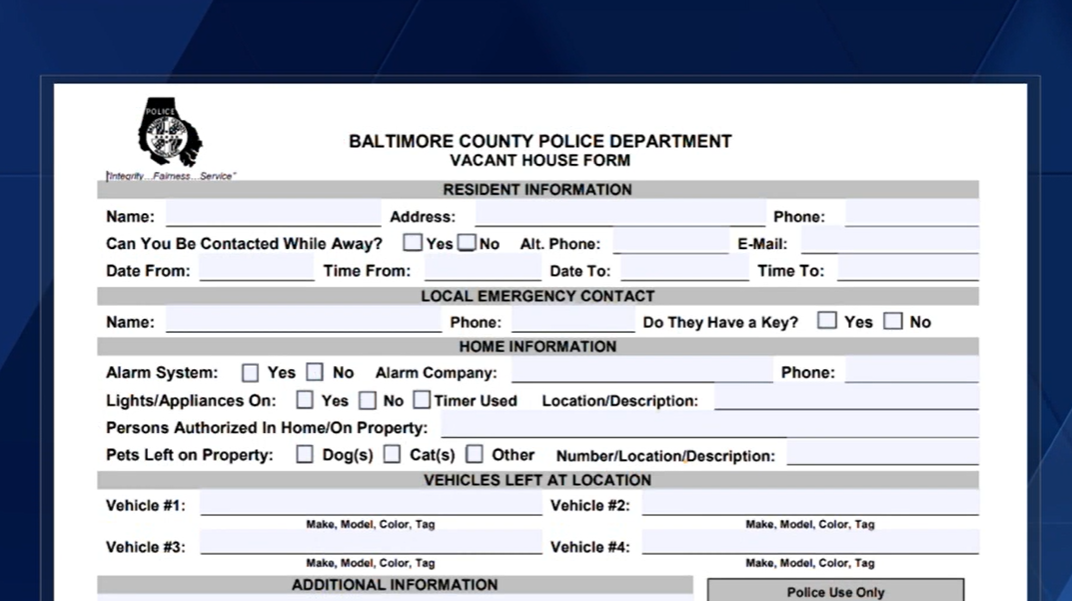 Police urge traveling residents to file vacant house form