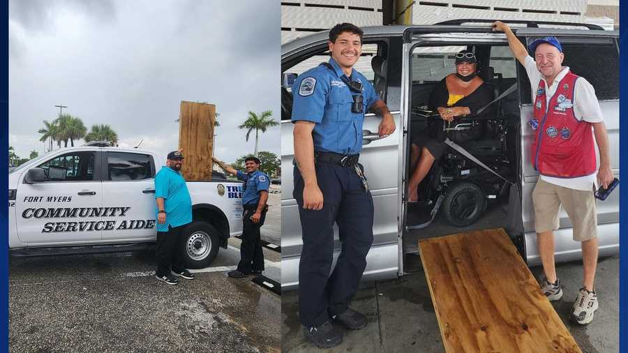 Fort Myers Police Department service aide helps citizen in wheelchair ...
