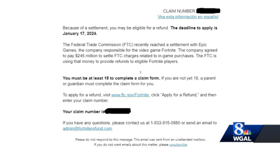 Email about settlement involving Fortnite is real