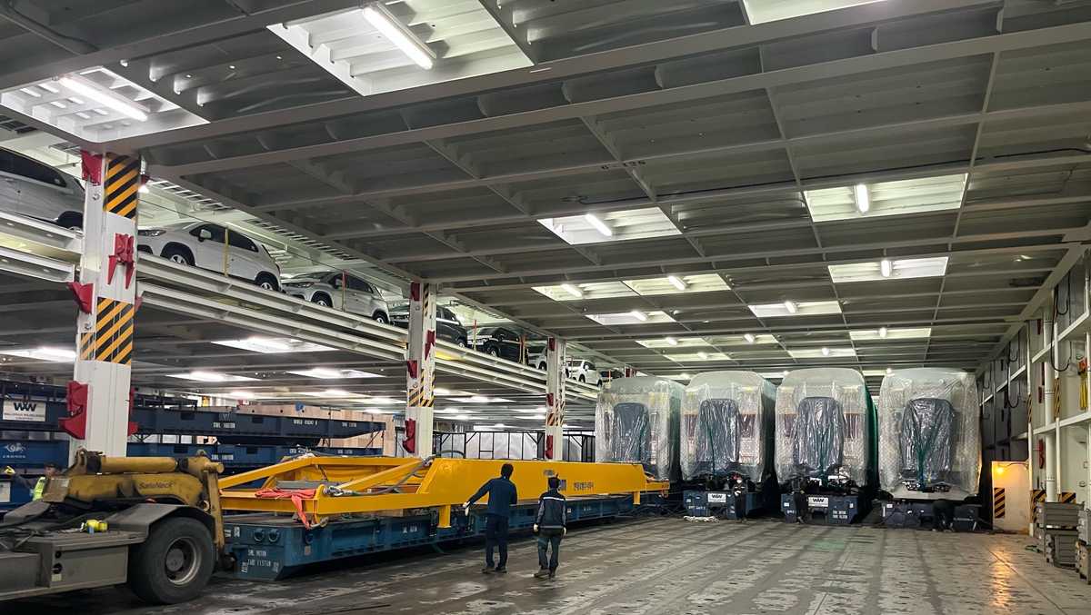 Four new MBTA Commuter Rail trains make their way to Massachusetts