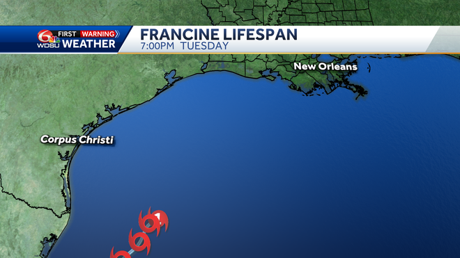 How strong was hurricane Francince how much rain fell wind report