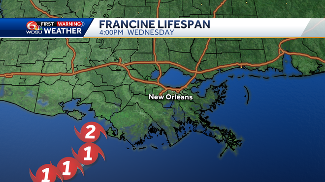 How strong was hurricane Francince how much rain fell wind report