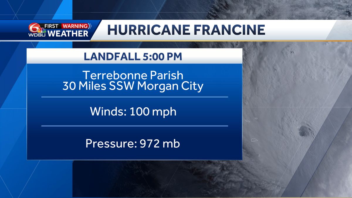 How strong was hurricane Francince how much rain fell wind report