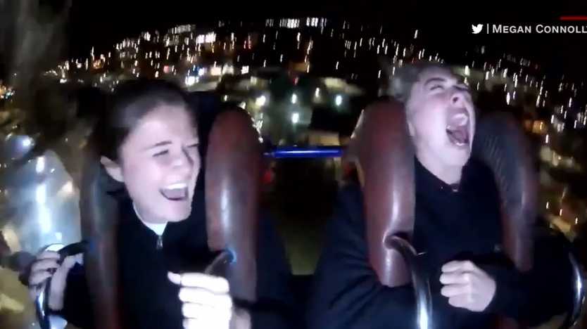 Girl's freak out on amusement park ride goes viral