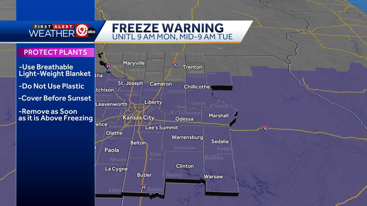 Kansas City weather: Freeze warnings before rain chances, warmth