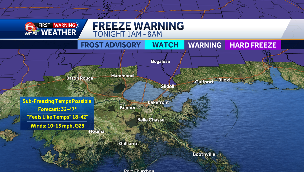 Red Flag Warning to 7PM & Freeze Warning 1AM - 8AM Lows 32-47°